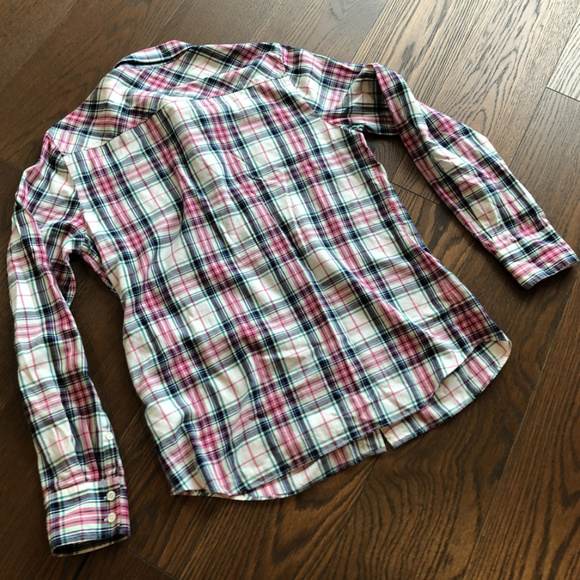 J. Crew | Tops | Jcrew Boy Plaid Button Down Shirt Sz | Poshmark